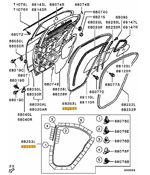 Weatherstrip RR door OTR RH - Ross Sport Europe Ltd