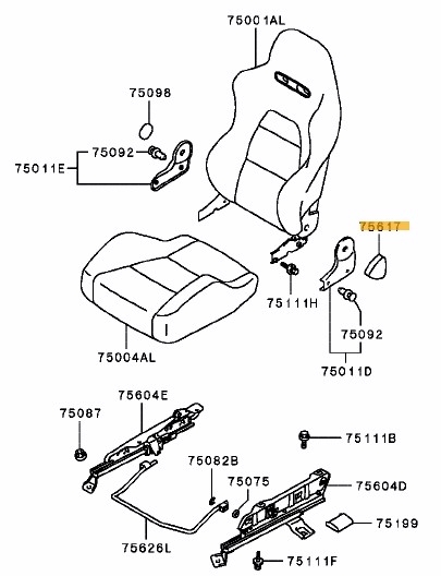 Knob, FR seat reclining adjuster - Ross Sport Ltd